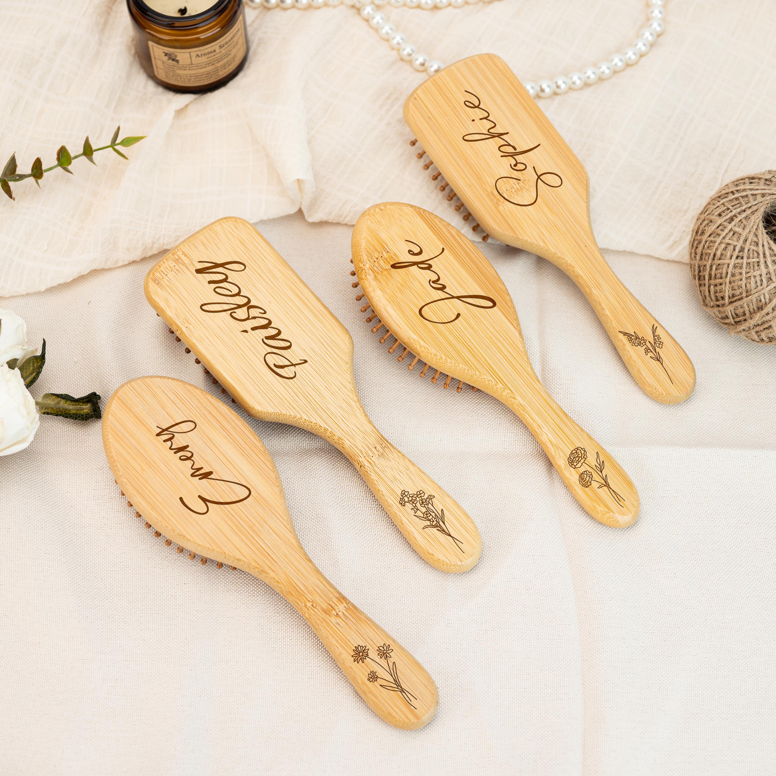Personalized Wooden Bridesmaid Hair Combs, Engraved Wooden Airbag ...