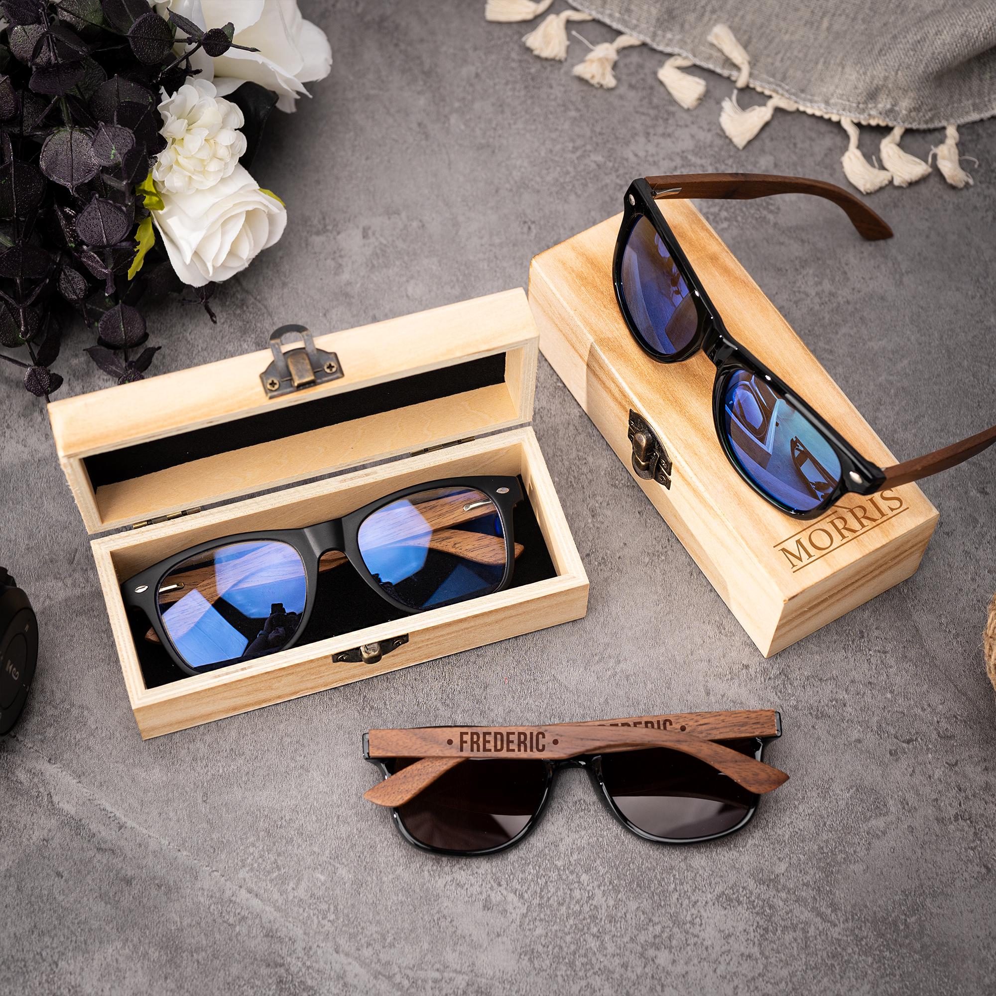 Personalized Wooden Sunglasses, Engraved Groomsmen Sunglasses With Wood ...