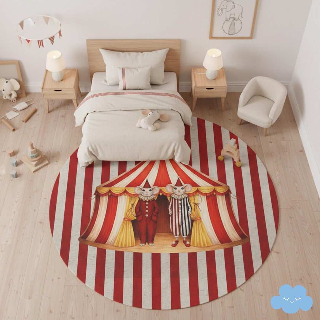 Vintage Circus Nursery Rug, Kids Rug - Etsy