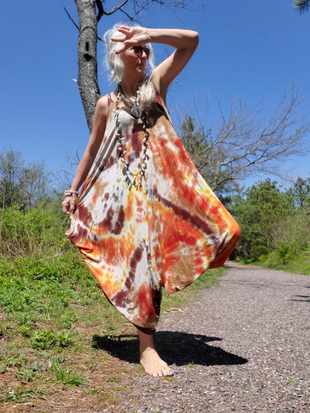 Earthy Tie Dye Harem Jumpsuit, Festival Romper - Etsy