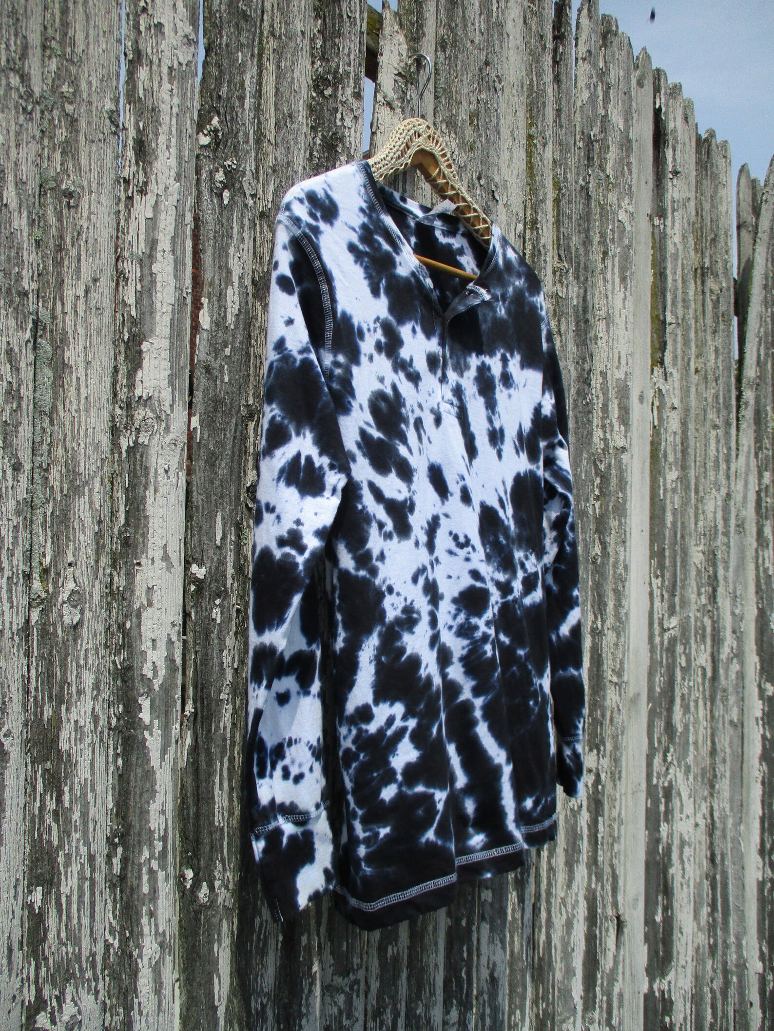 ROCKSTAR Black Tie Dye Henley Shirt Jack Sonni Dire Straits | Etsy