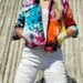 Tie Dye Crop Denim Jacket in Rainbow Galaxy - Etsy