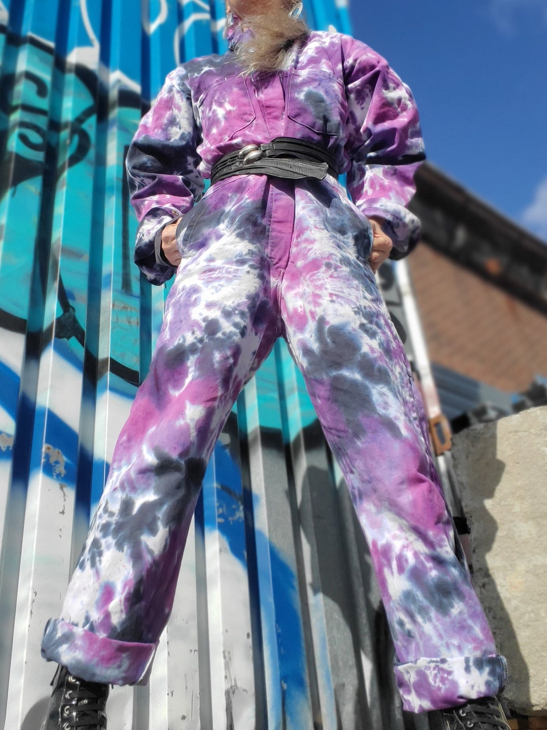 Super Cool PURPLE Tie Dye Utility Suit Coveralls - Etsy