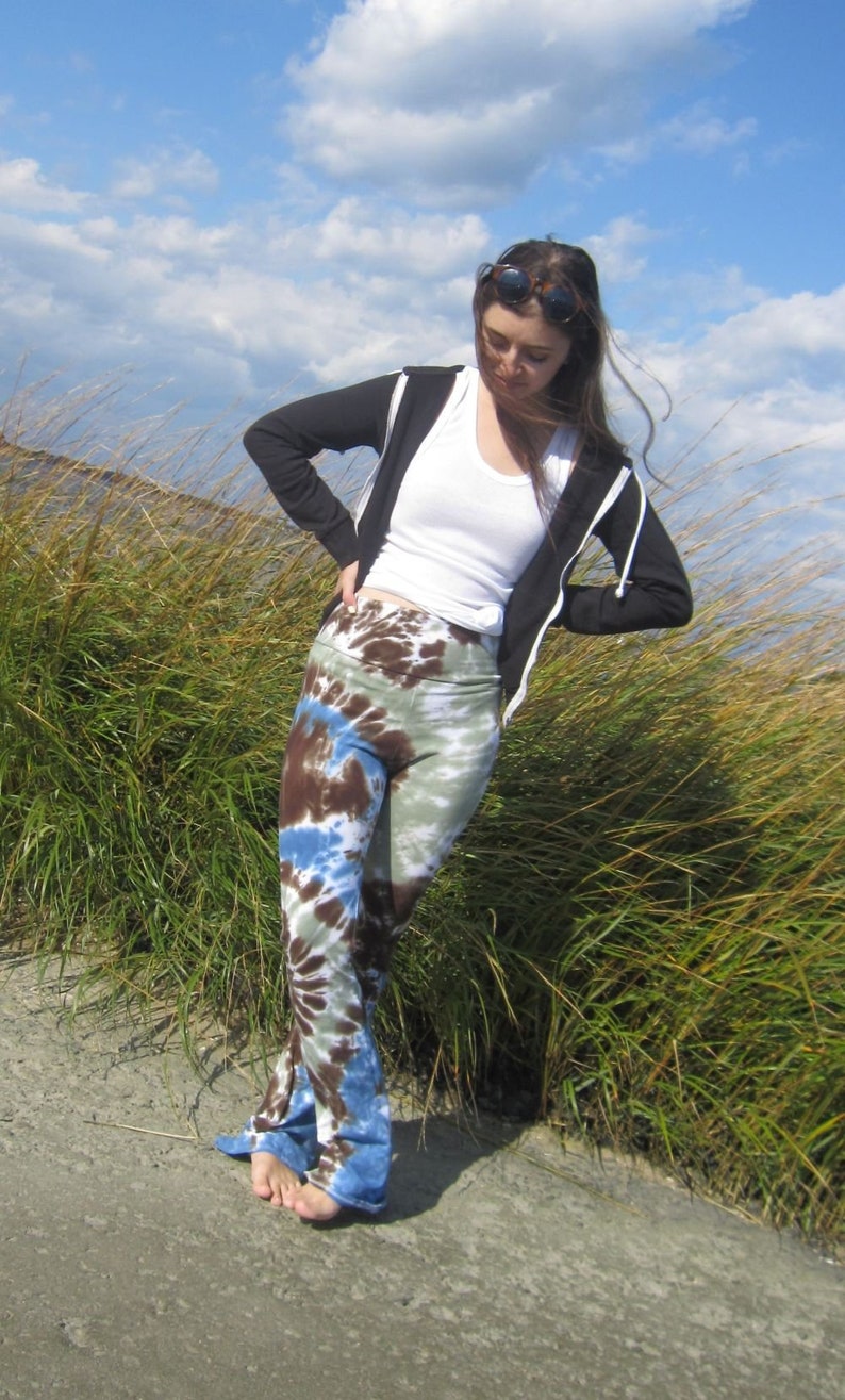 Tie Dye Flare Yoga Pants Earthy Boho Pants | Etsy