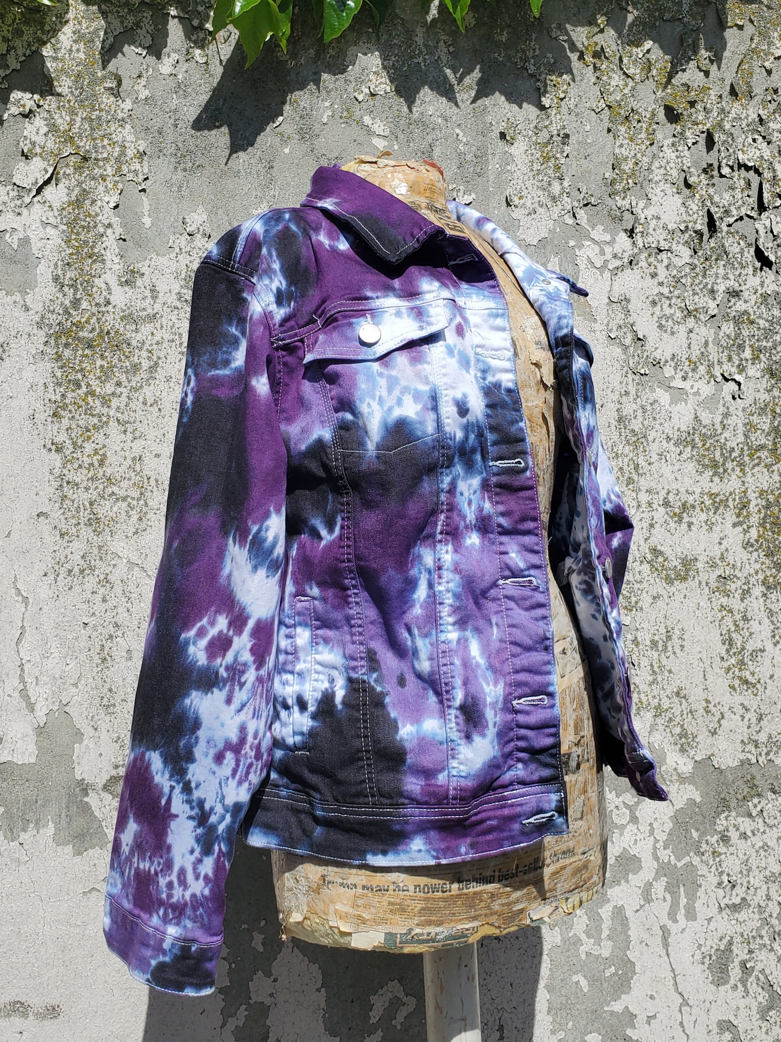 Purple & Black Tie Dye Denim Jacket - Etsy