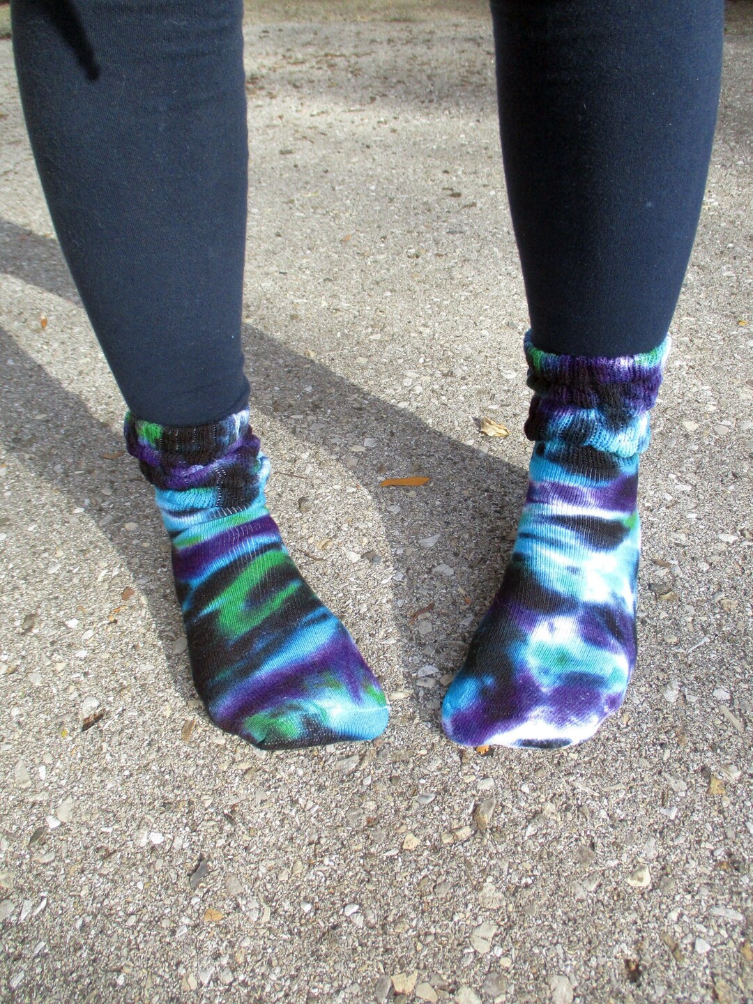 Hand-dyed Galaxy Socks: Boho Hippie Tube Socks, Northern Lights - Etsy