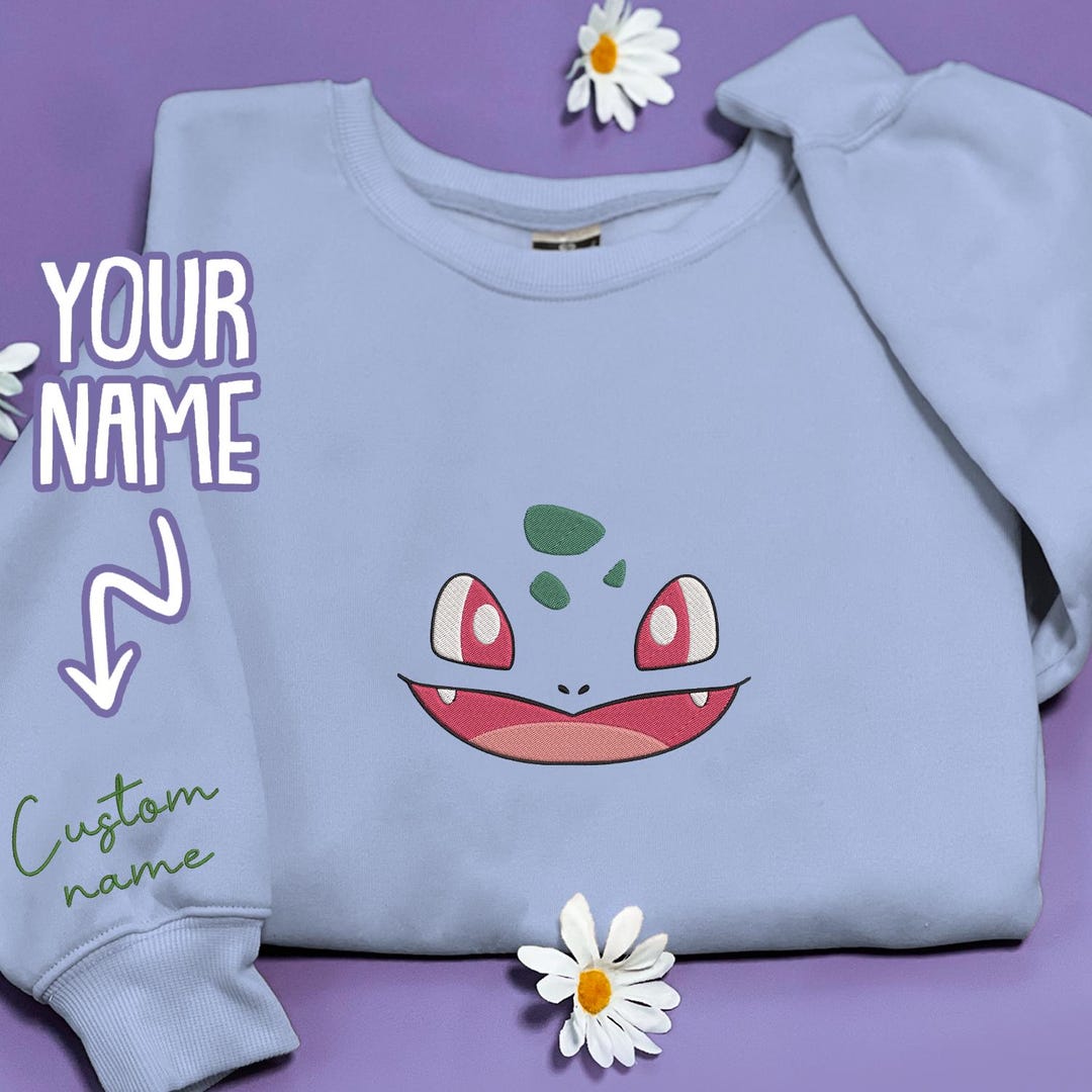 Bulbasaur Embroidered Sweatshirt Custom Name Sweatshirt Bulbasaur Shirt ...