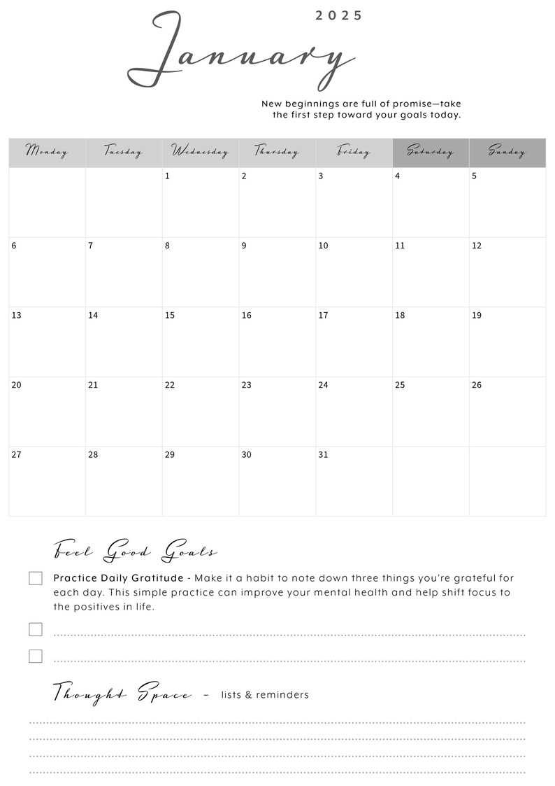 2025 Feel Good Calendar - Etsy