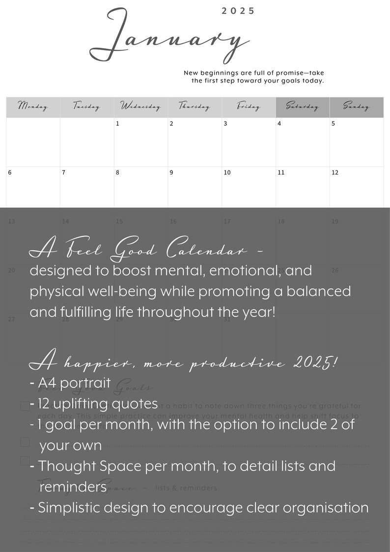 2025 Feel Good Calendar - Etsy