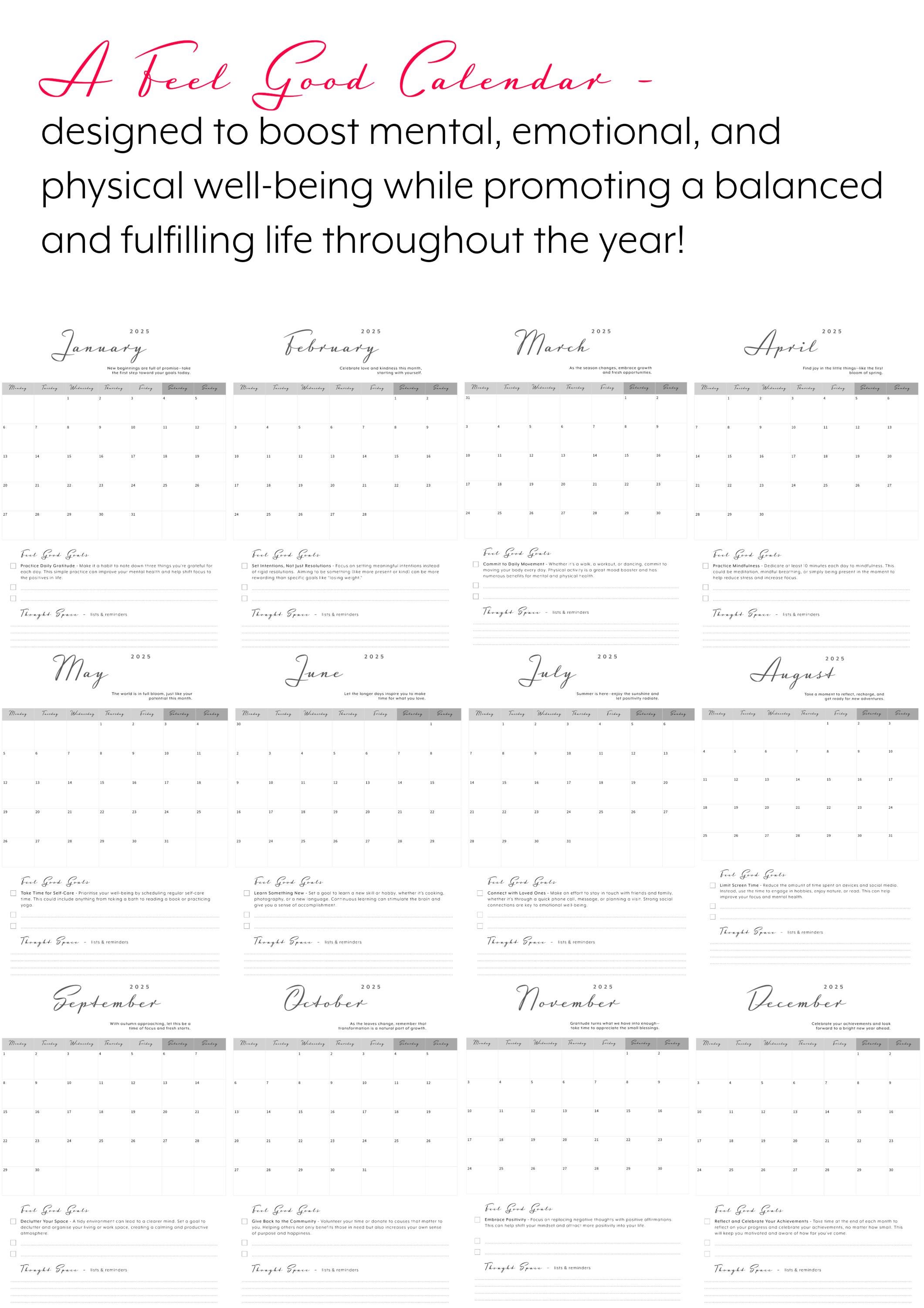 2025 Feel Good Calendar - Etsy