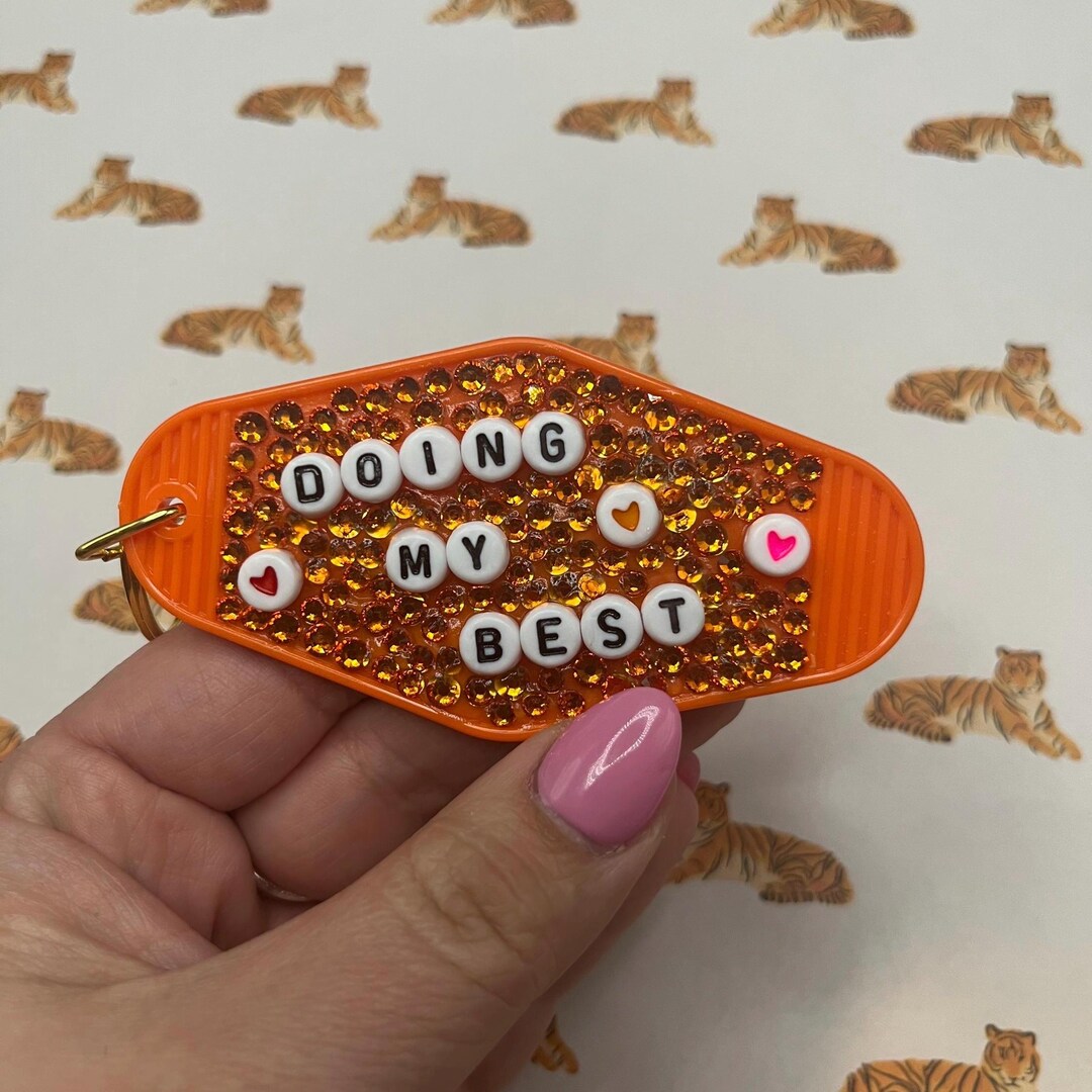 Hand Bedazzled "doing My Best" Keychain - Etsy