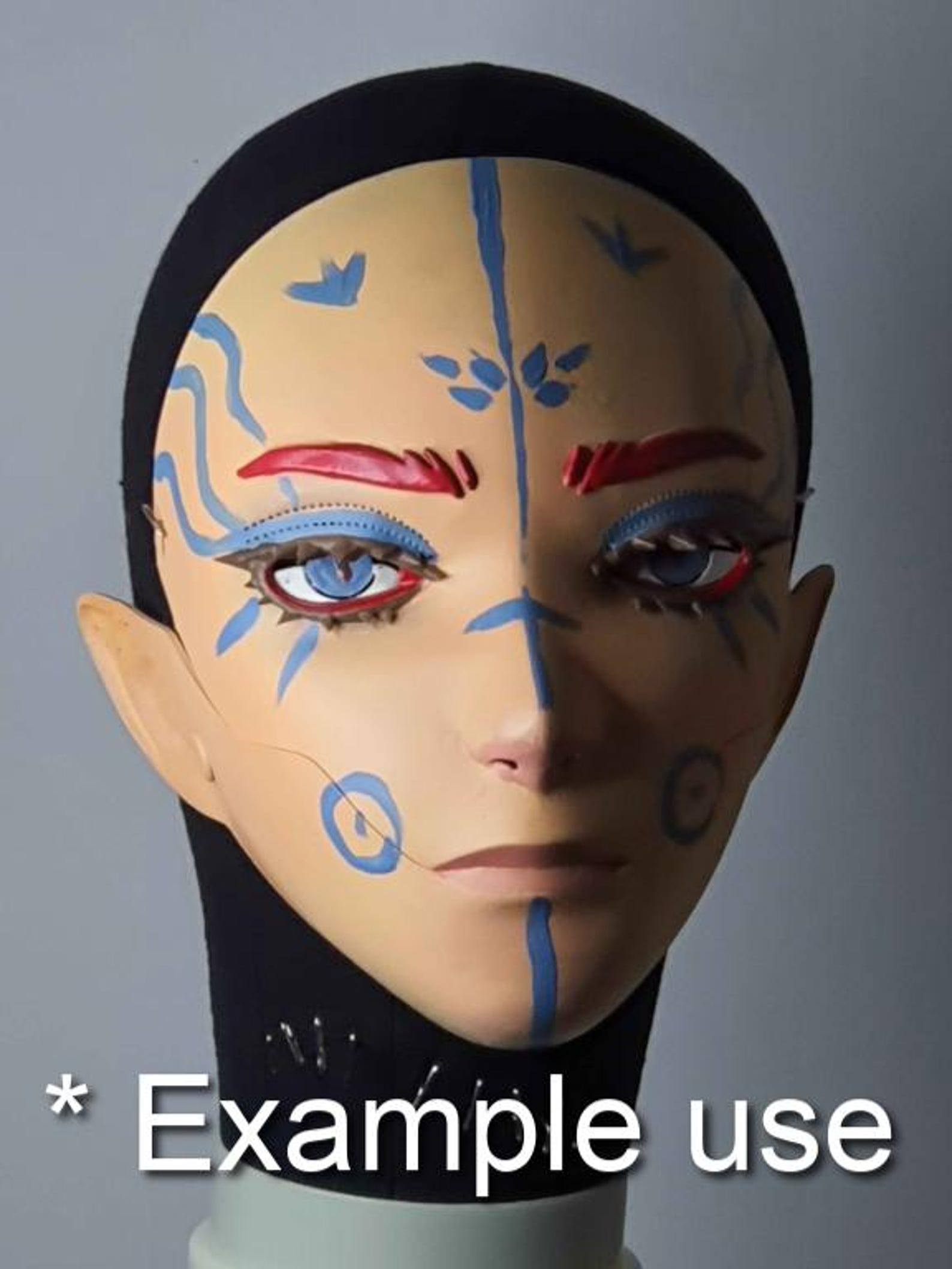 Youkai Demon Mask - Mask With Hinges & Fangs - 3D Printed Grey Model ...