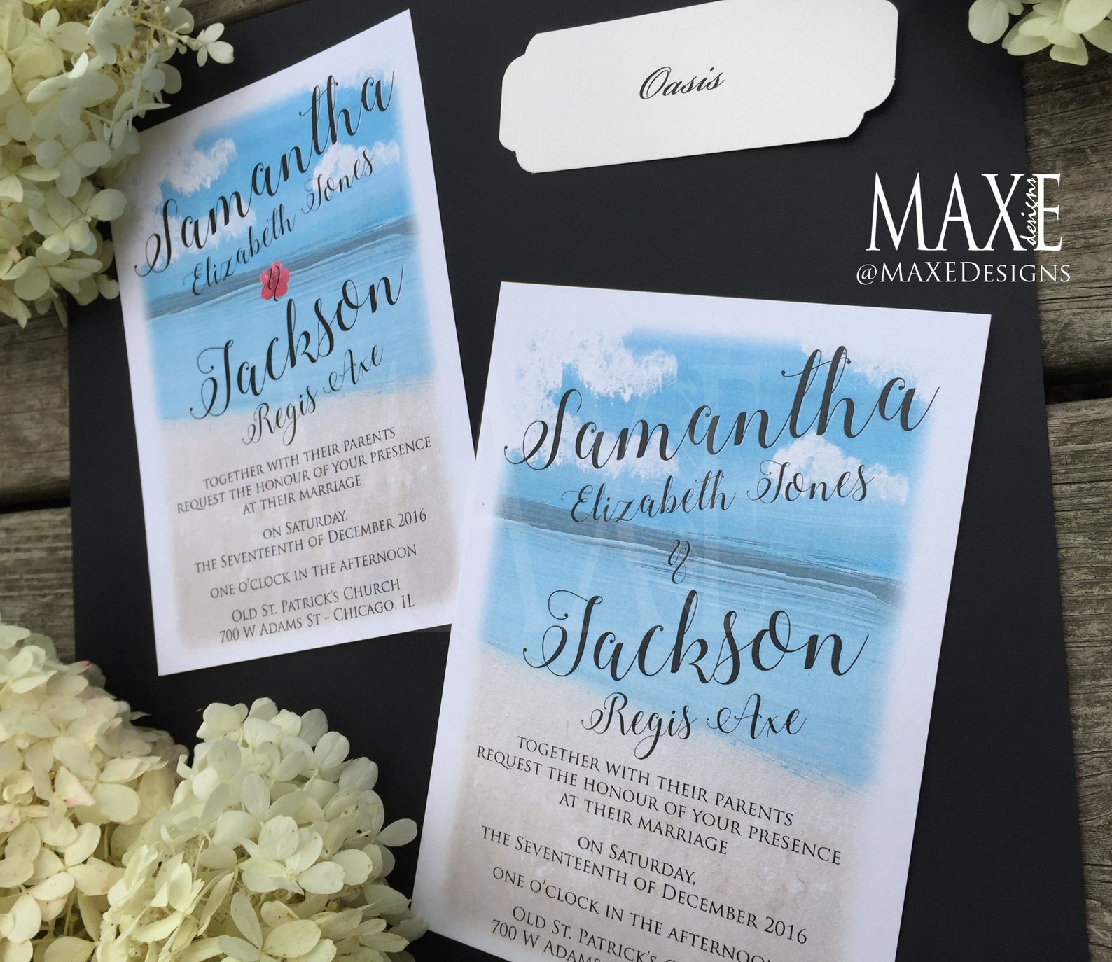 Oasis Beach Inspired Wedding Invitation Suite Deposit Custom - Etsy