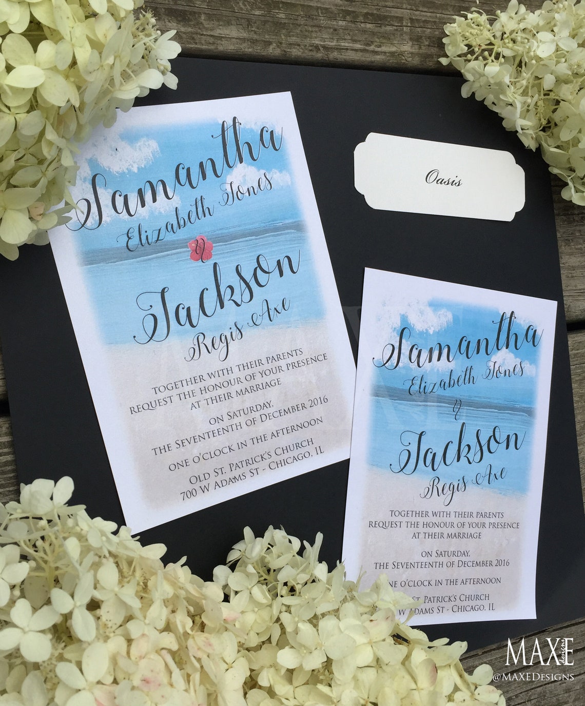 Oasis Beach Inspired Wedding Invitation Suite Deposit Custom - Etsy