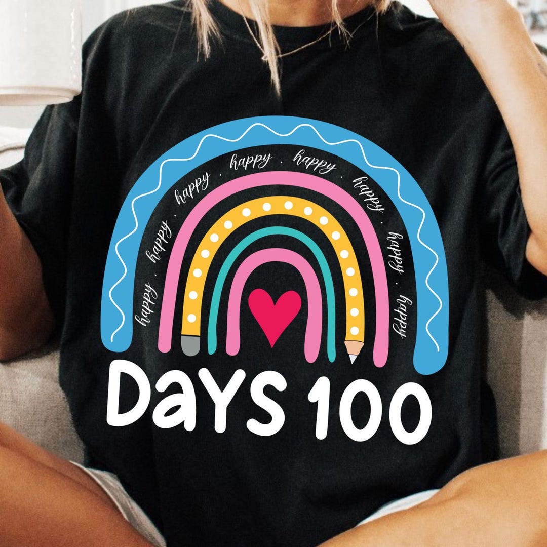 100th Day of School Rainbow PNG, Teacher Rainbow Design, 100 Days ...