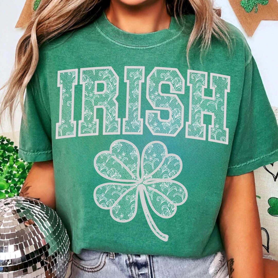 Irish PNG, White Lace Irish Shirt Design, Faux Embroidery, St Patricks ...