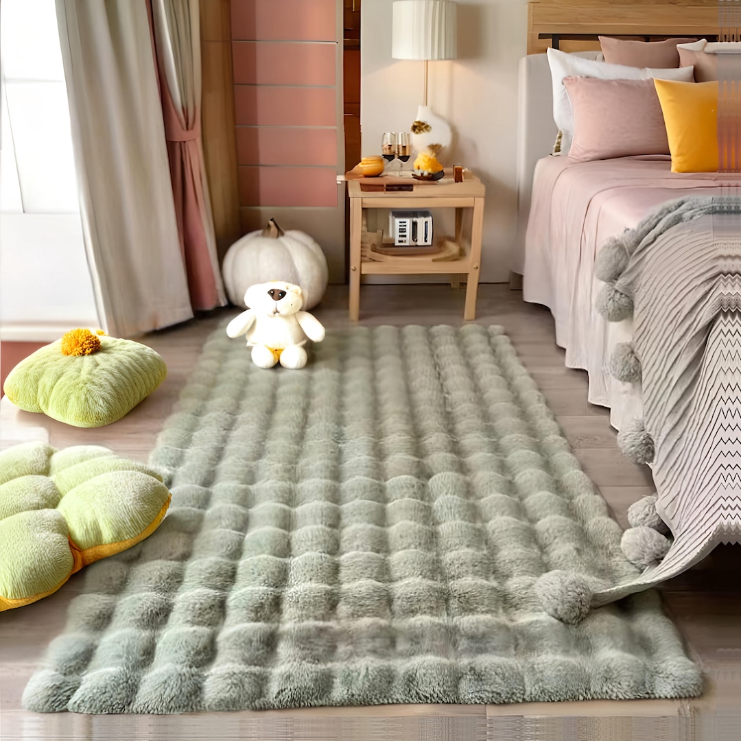 Plush Bubble Rug: Fluffy Polyester Carpet for Living Room, Bedroom - Etsy