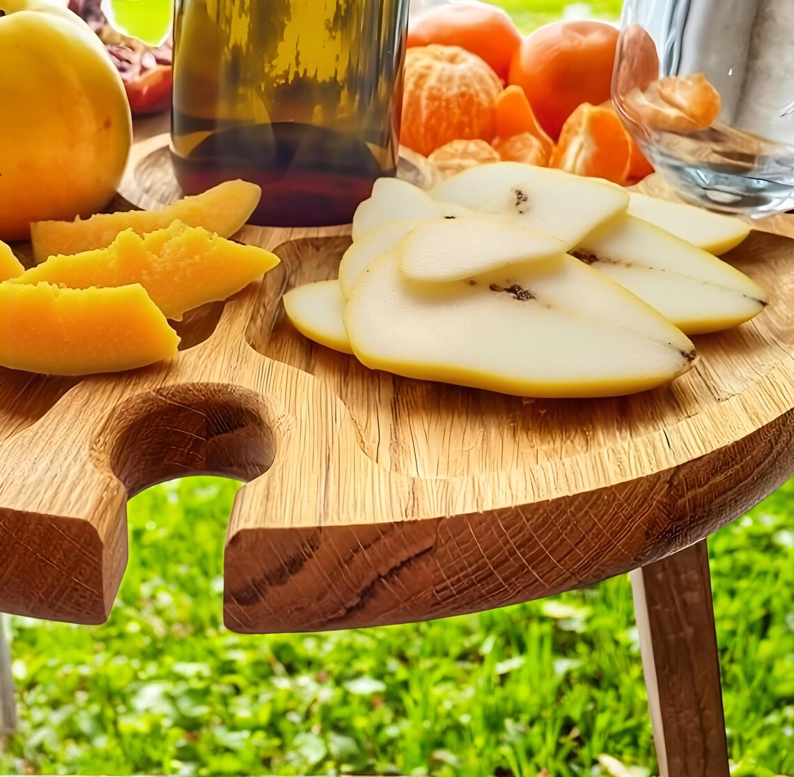 Wooden Outdoor Folding Picnic Table 2-in-1 With Glass Holder - Etsy