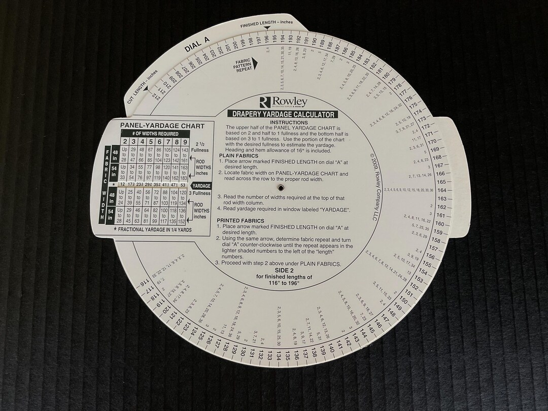 Rowley Drapery Yardage Calculator Estimator Dial Wheel - Etsy