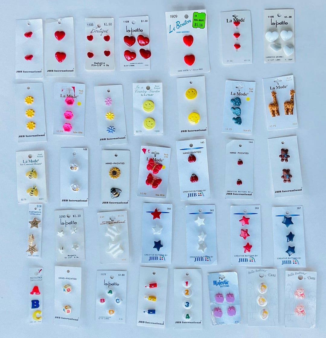 Children’s & Novelty SHANK Buttons - Insects, Animals, Stars, Hearts ...