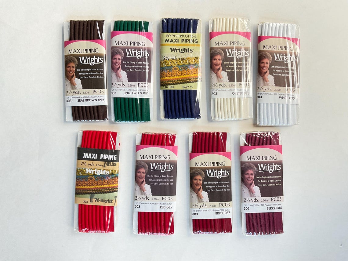 Wright’s Maxi Piping Edging Trim, Sew In, for Clothing Garment Home ...