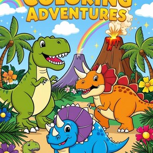 10 Pages Dinosaur Coloring Adventure Book for Kids for All Ages - Etsy