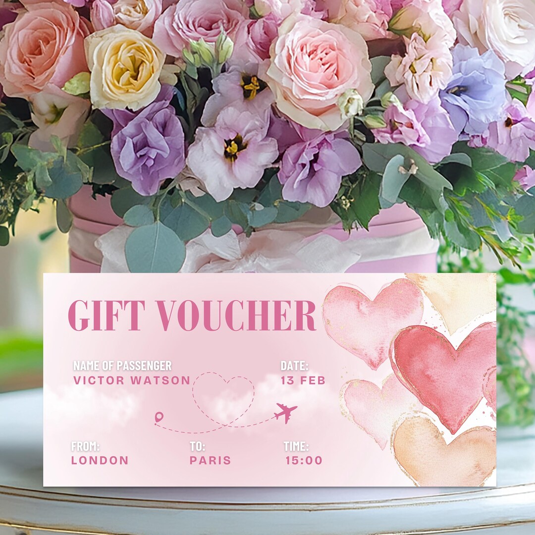 Editable Gift Voucher Template, St. Valentine's Day, Template With ...