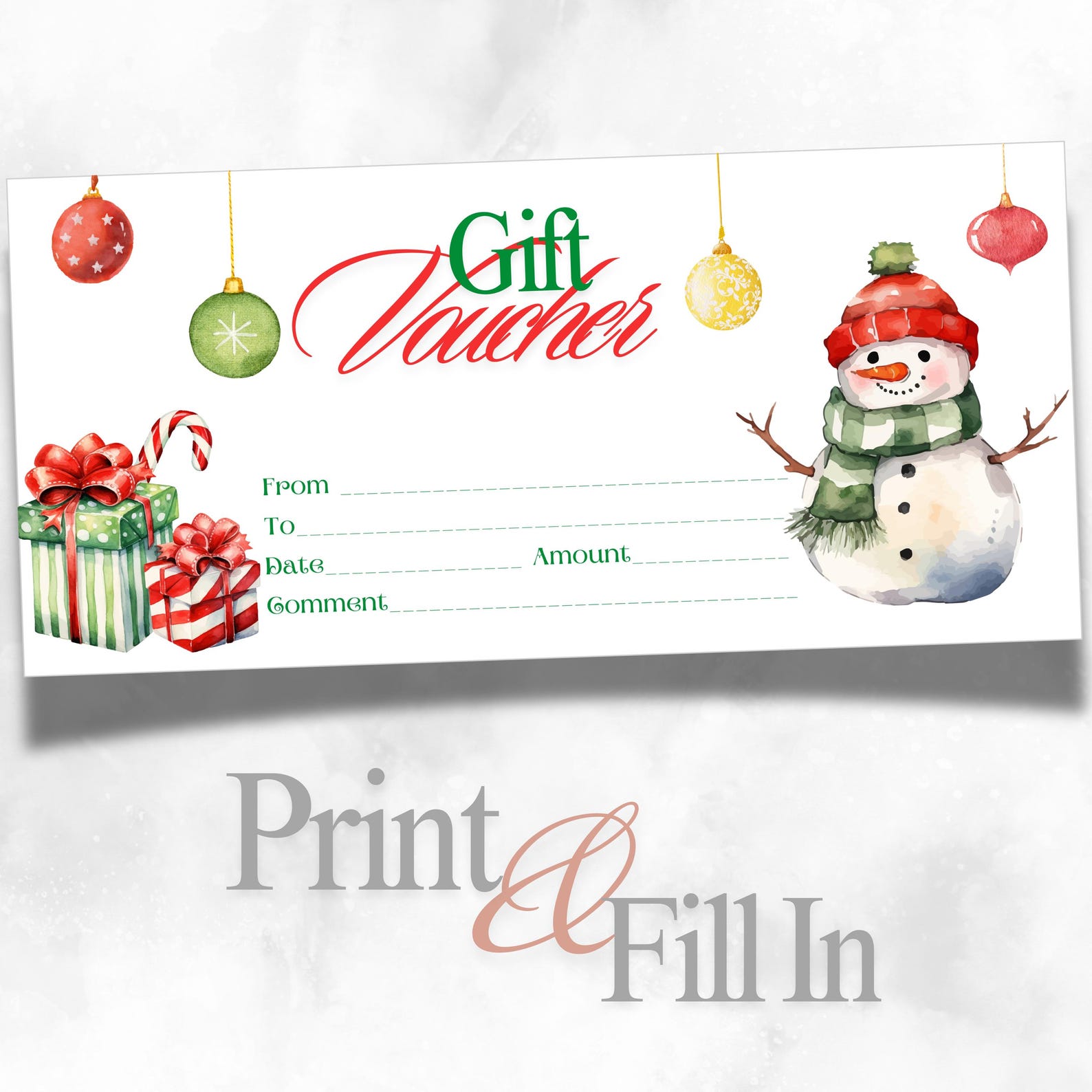 Gift Voucher, Gift Certificate, Printable at Home, DIY, Fill In, Gift ...