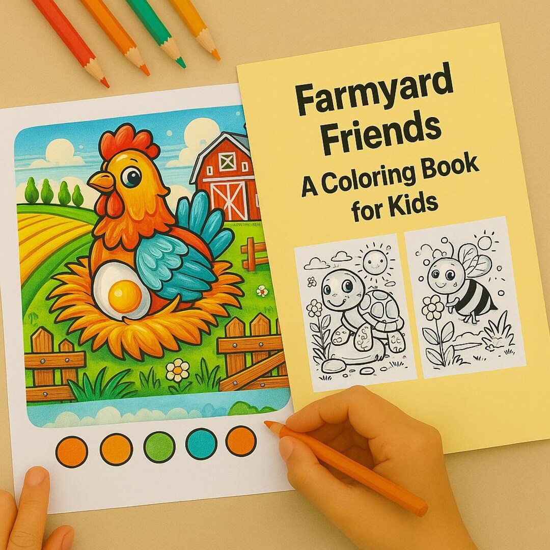 Farmyard Friends: A Coloring Book for Kids, Kids Coloring Pages ...