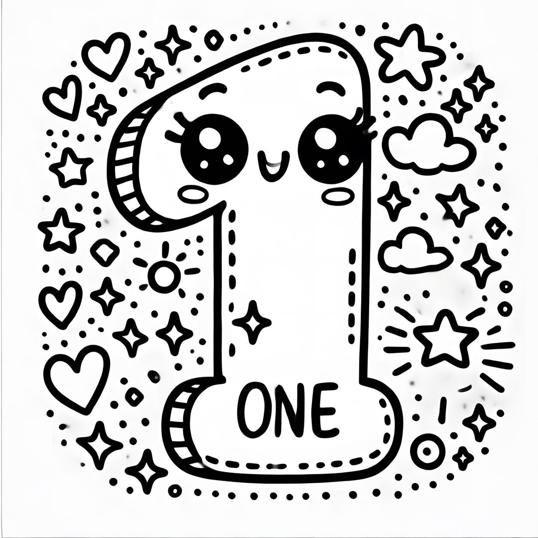 Cute Numbers for Coloring by Young Children, Coloring Book, Book for ...