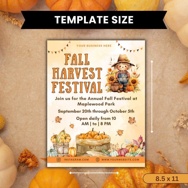 Fall Harvest Festival Flyer: DIY Autumn Event Invite (canva Template ...