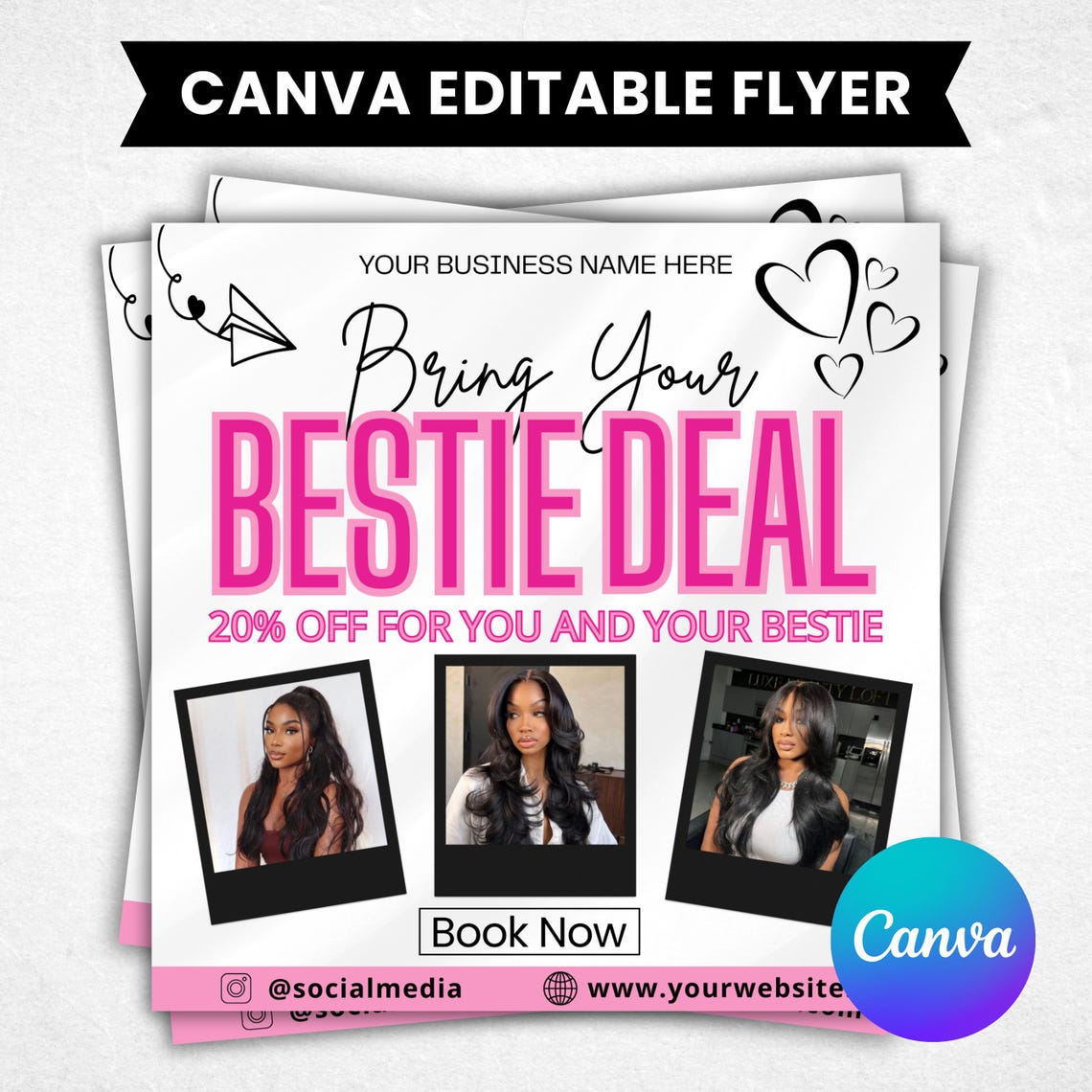 Bring A Friend Flyer, DIY Template, Editable on Canva, Bestie Deal ...