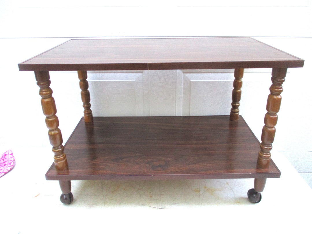 Rolling Table Two Tiered Spindle Side Stand Vintage End Accent - Etsy