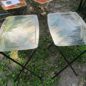 Metal TV Tray Folding Mid Century Modern Set of 2 Vintage - Etsy