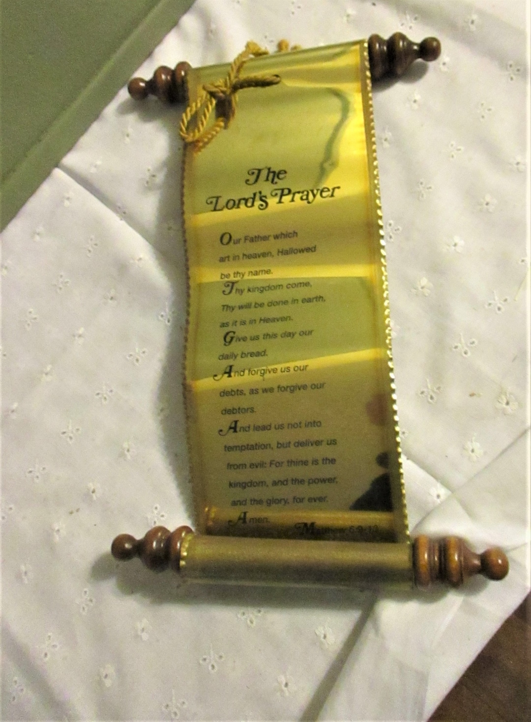 Lords Prayer Scroll Plaque Homco Brass - Etsy