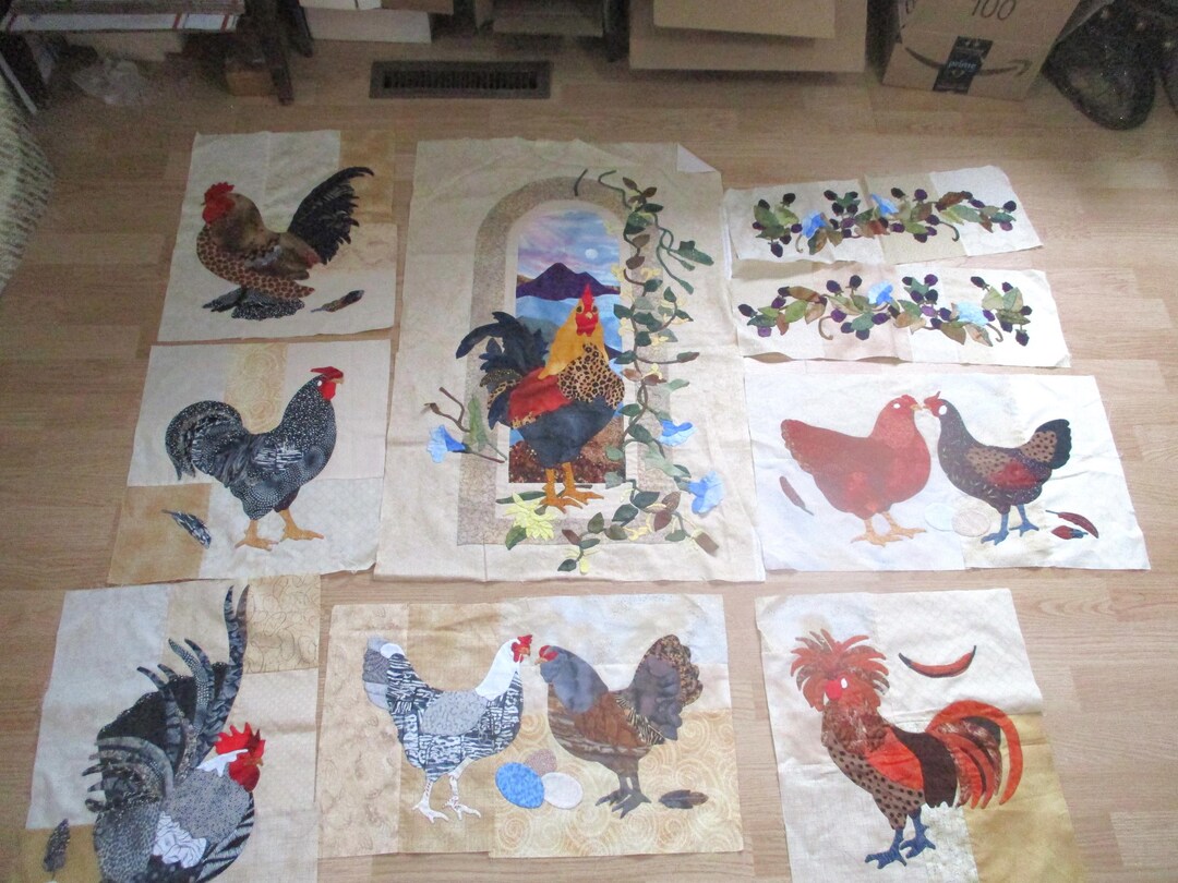 Country Journal Rooster Chicken Blocks Handmade Needle Turn - Etsy