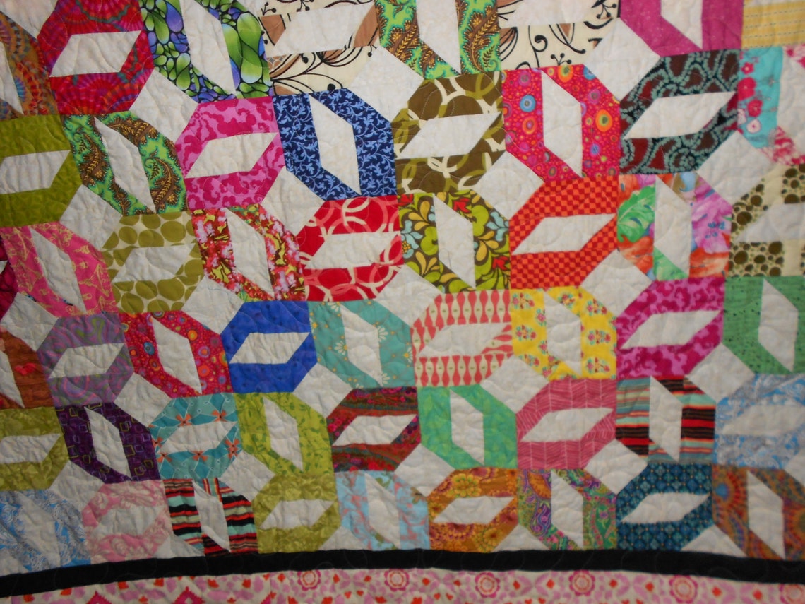 Colorful Queen Size Bed Quilt Double Free Spirit 23 Hand Made - Etsy