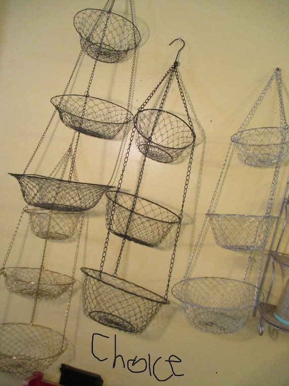 Wire Mesh Baskets 3 Tiered Hanging Vintage CHOICE - Etsy