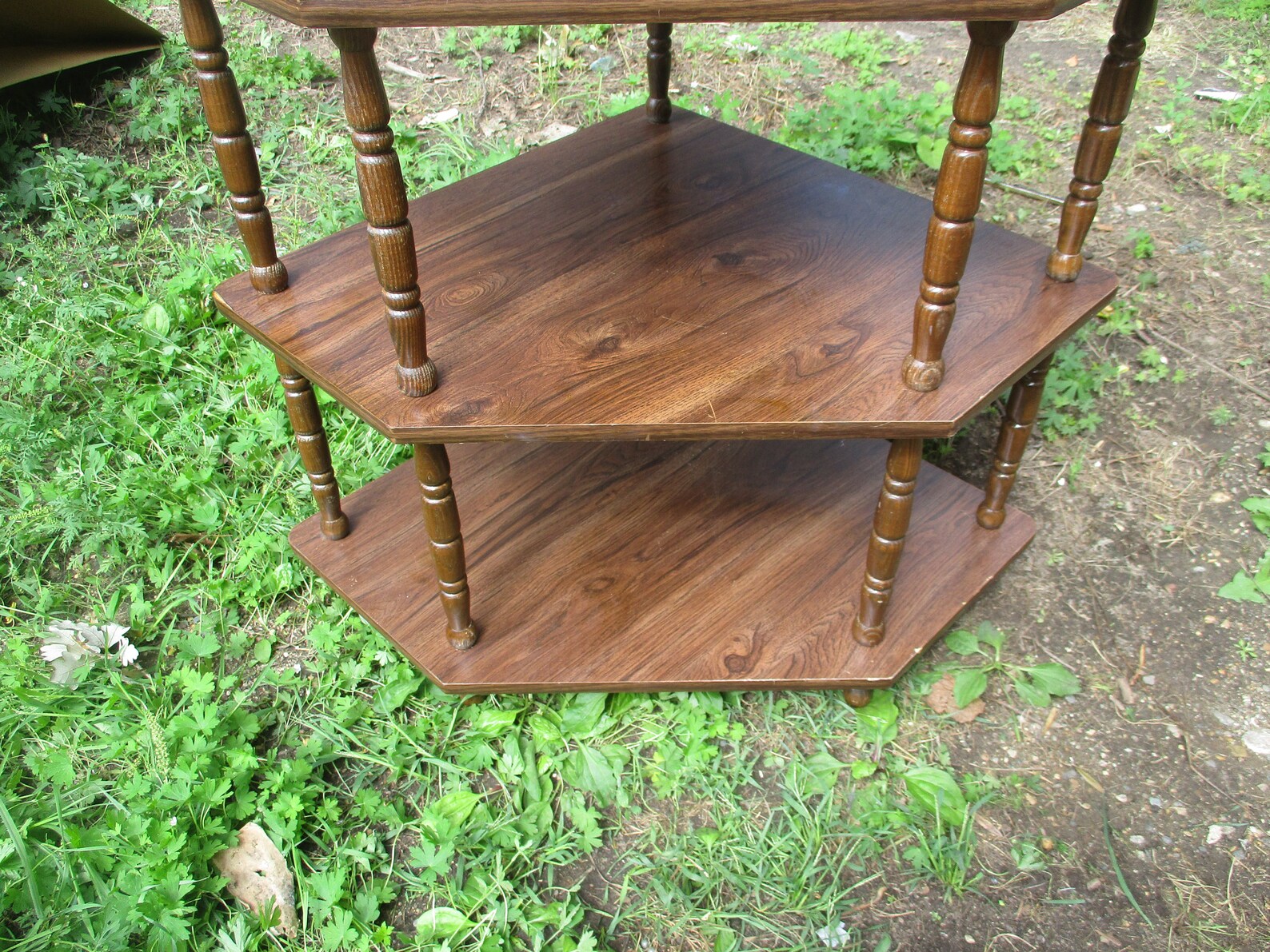 Corner Shelf Floor Four Tiered Spindle Vintage Display Knick - Etsy