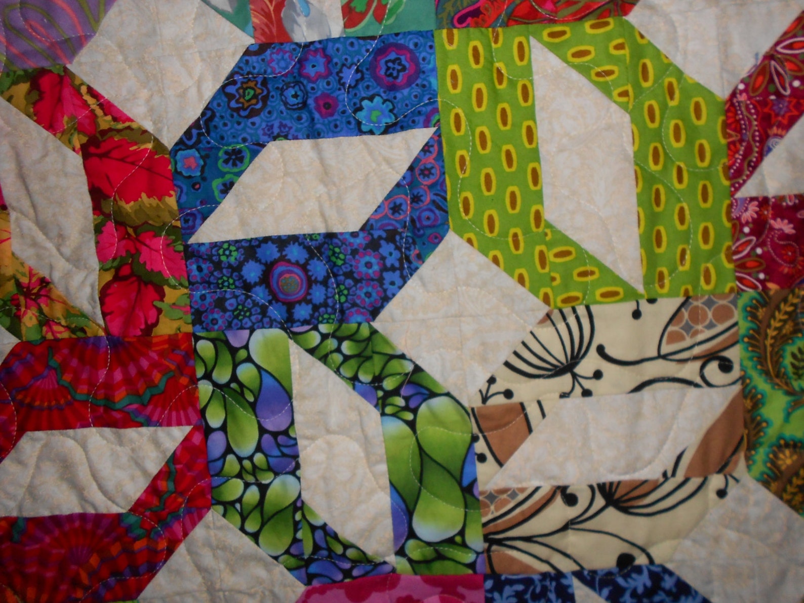 Colorful Queen Size Bed Quilt Double Free Spirit 23 Hand Made - Etsy