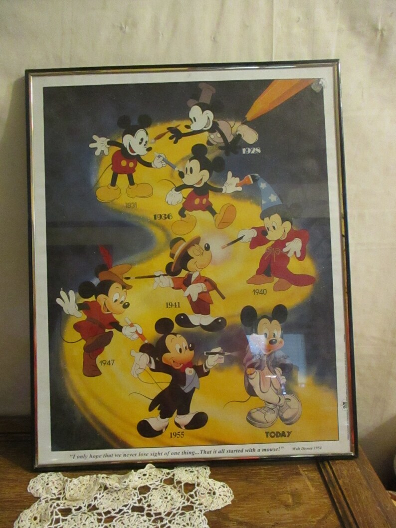 Mickey Mouse Poster Then and Now Framed 1986 - Etsy