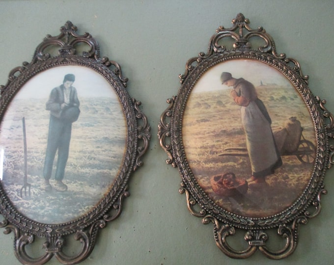 Angelus Farmers Praying in Field Vintage Oval Pictures Vintage Set ...