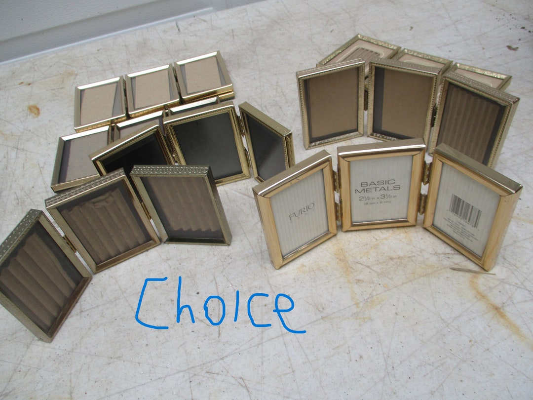 Picture Frame Tri Fold Gold Tone 2 1/2 X 3 1/2 , Glass Vintage CHOICE ...