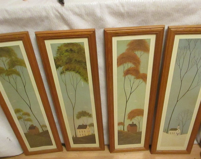 Warren Kimble Folk Art Vintage Tall Skinny Print Four Seasons Set - Etsy
