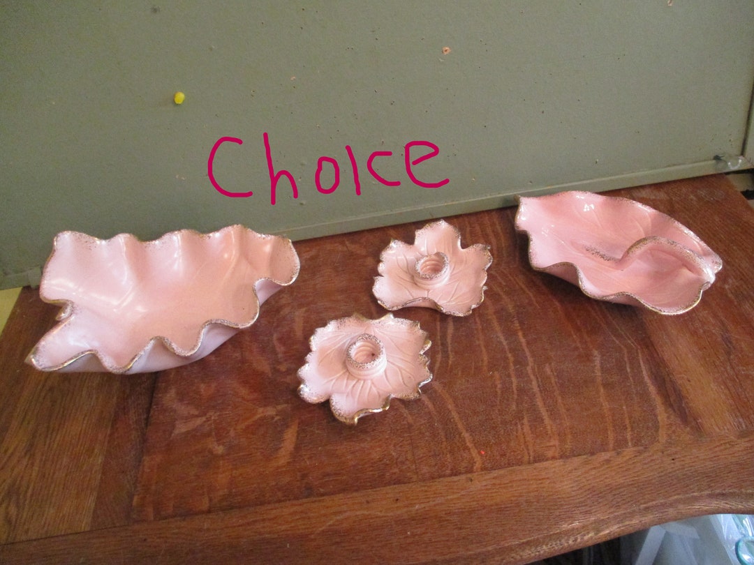 Pink Leaf California Pottery Gold Accent Vintage CHOICE - Etsy
