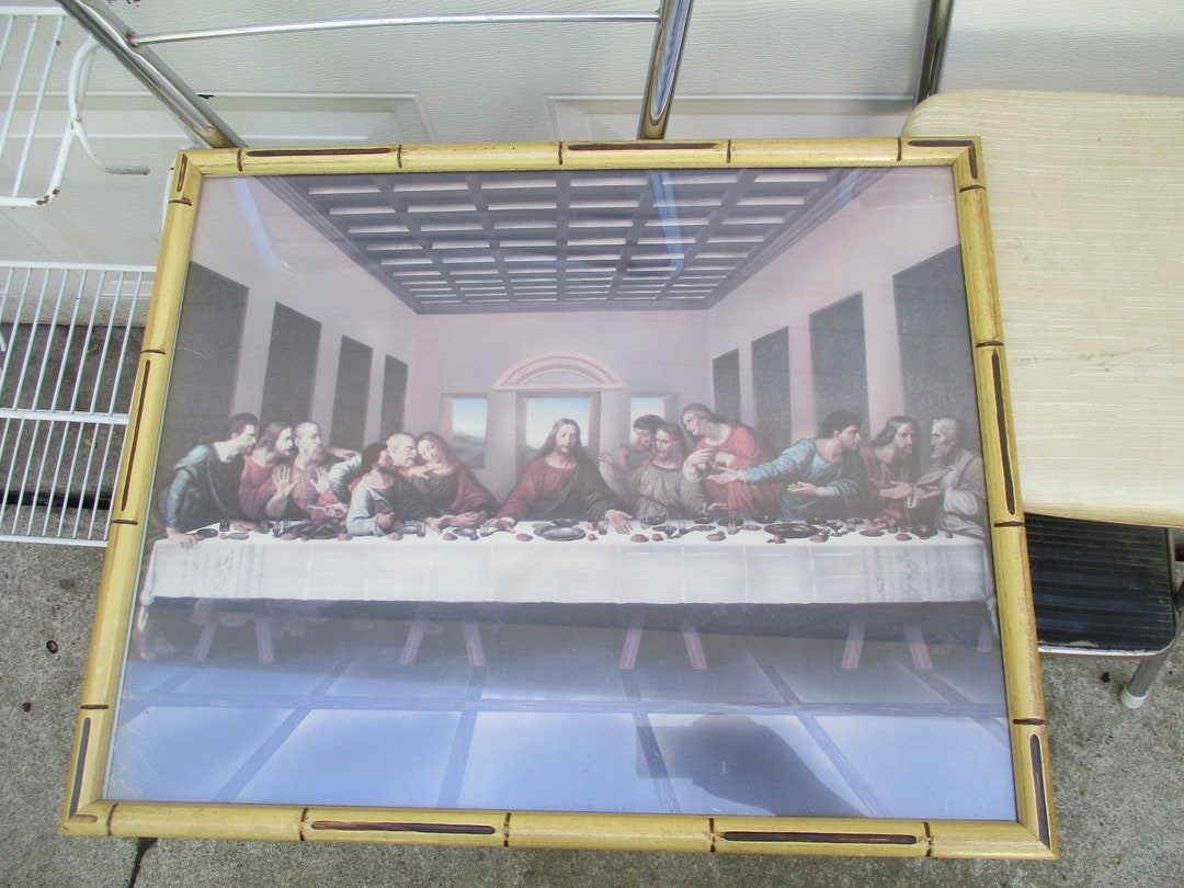 Last Supper Large Picture Bamboo Frame 21 1/2 X 17 1/2 Vintage - Etsy