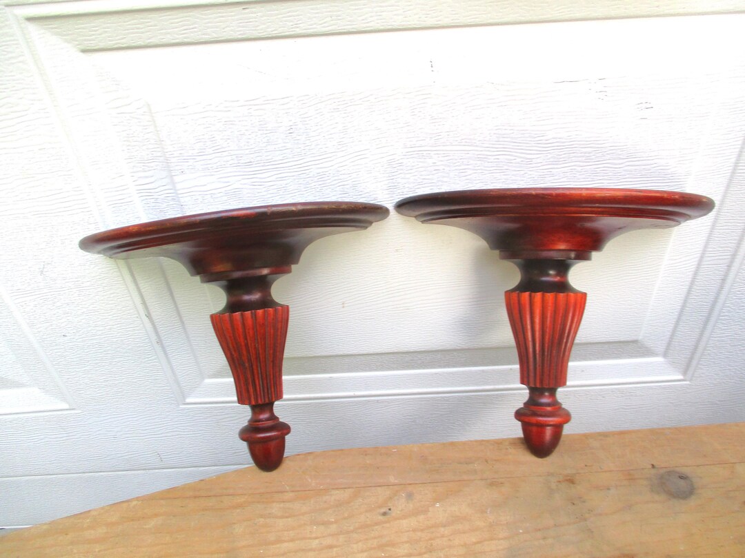 Half Round Shelf Wood Vintage Wall Hanging Set of 2 - Etsy