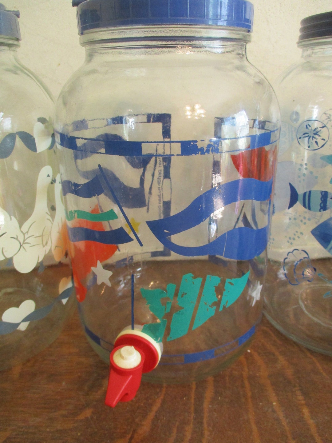 Sun Tea Jar Vintage Gallon Jug CHOICE 3 Flag Left - Etsy