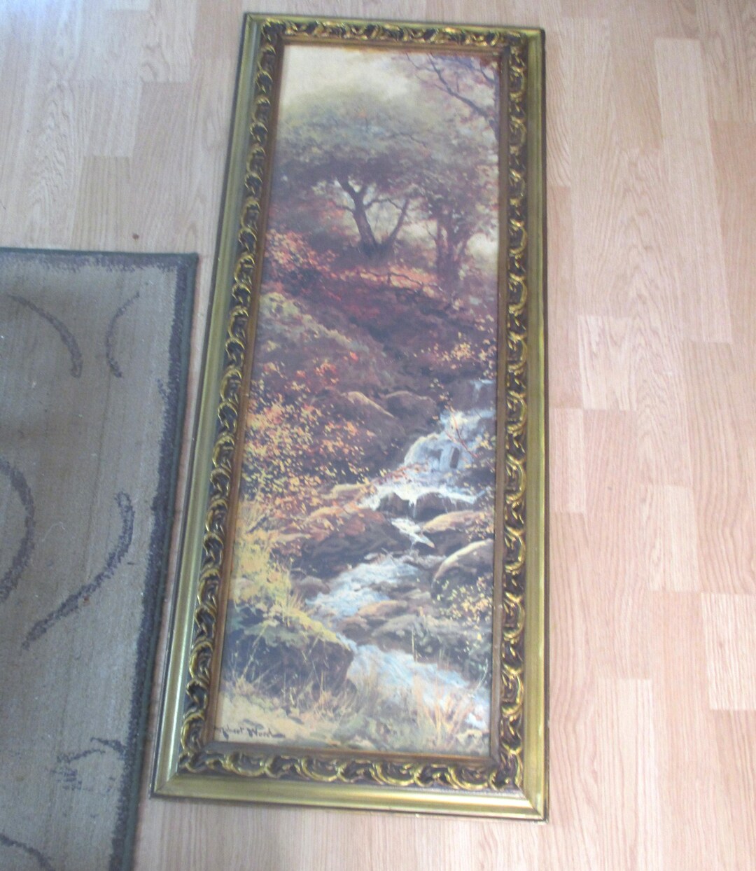 Robert Wood Lithos Scenic Fall Trees Picture Gesso Frame With Glass ...