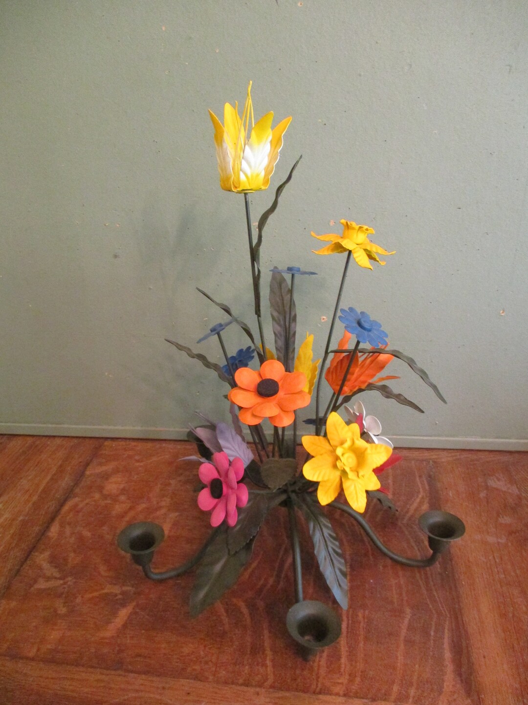 Metal Candle Holder Spring Flowers - Etsy